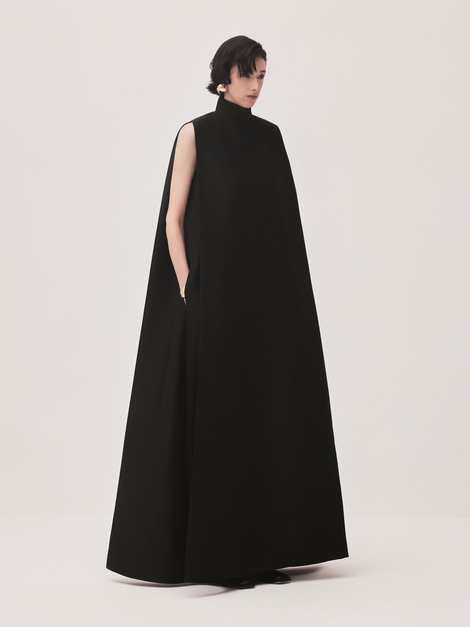 TINH Atelier - Women's Nhat Gia Trapezoid High Neck Taffeta Maxi Dress ...